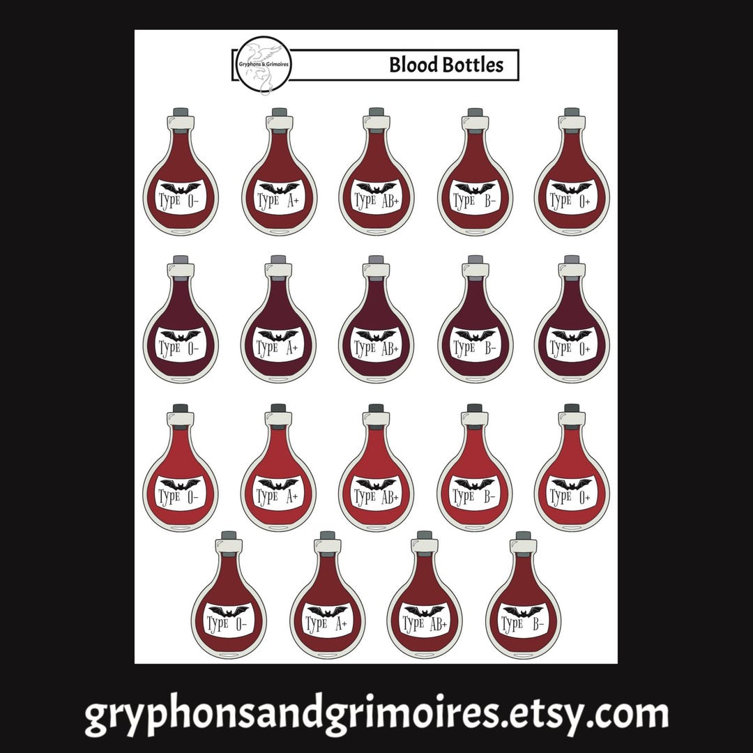 Vampire Blood Bottle Deco Stickers - Etsy