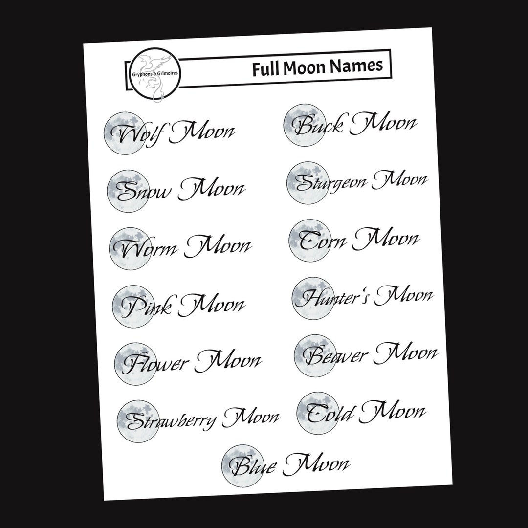 Full Moon Names - Etsy