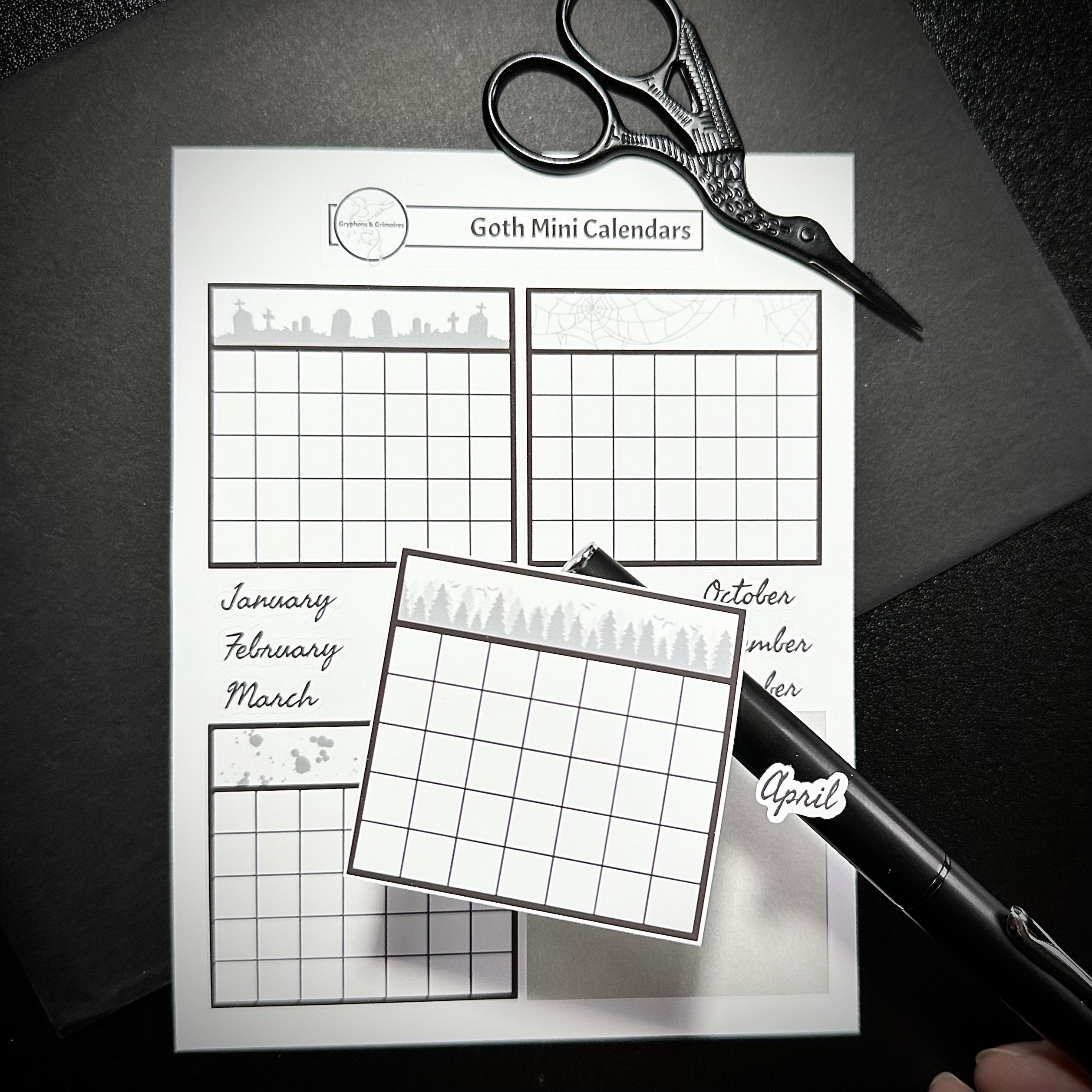 Gothic Mini Calendars - Etsy