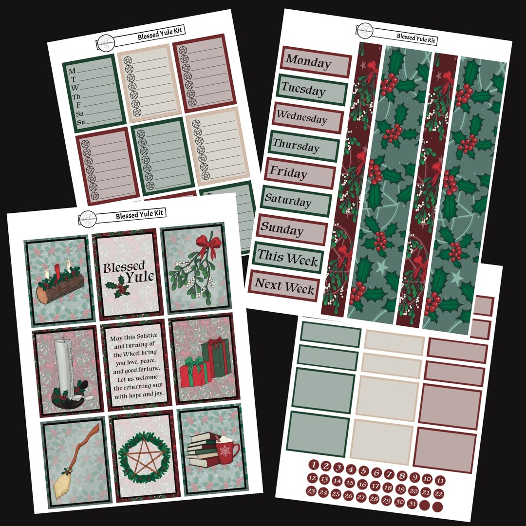 Blessed Yule Vertical Sticker Kit - Etsy