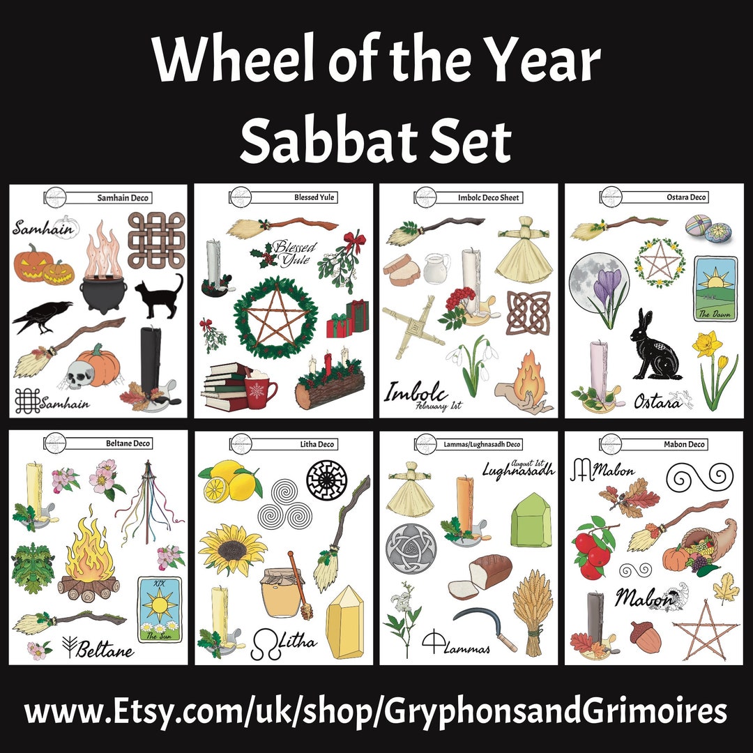 Wheel of the Year Sabbat Sticker Set - Etsy