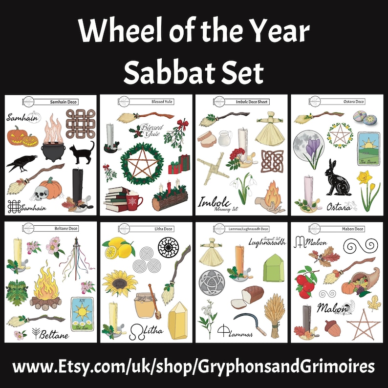 Wheel of the Year Sabbat Sticker Set - Etsy
