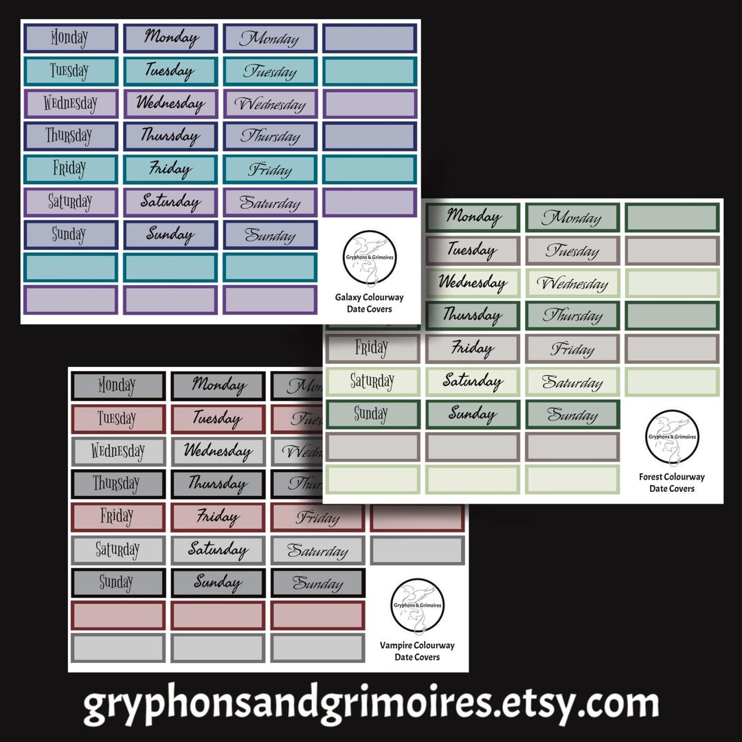Multiple Colourway and Font Date Cover Stickers - Etsy