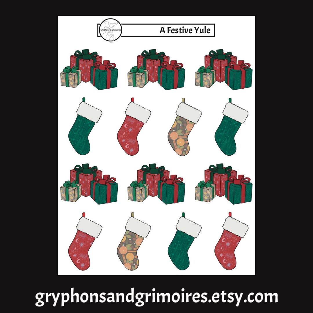 Yule Stocking and Gift Deco Stickers - Etsy