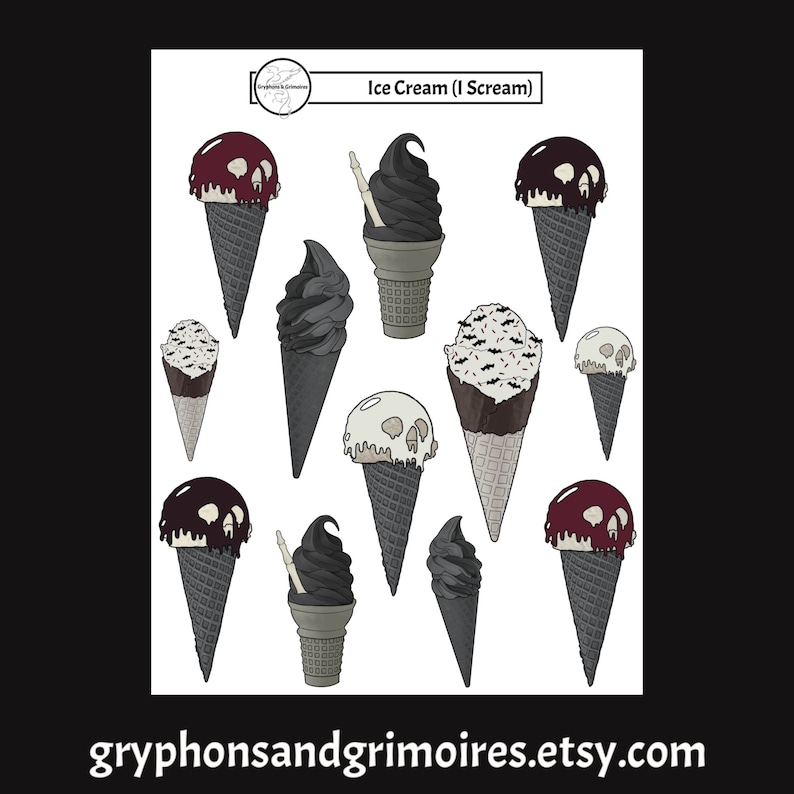 Goth Ice Cream Stickers - Etsy