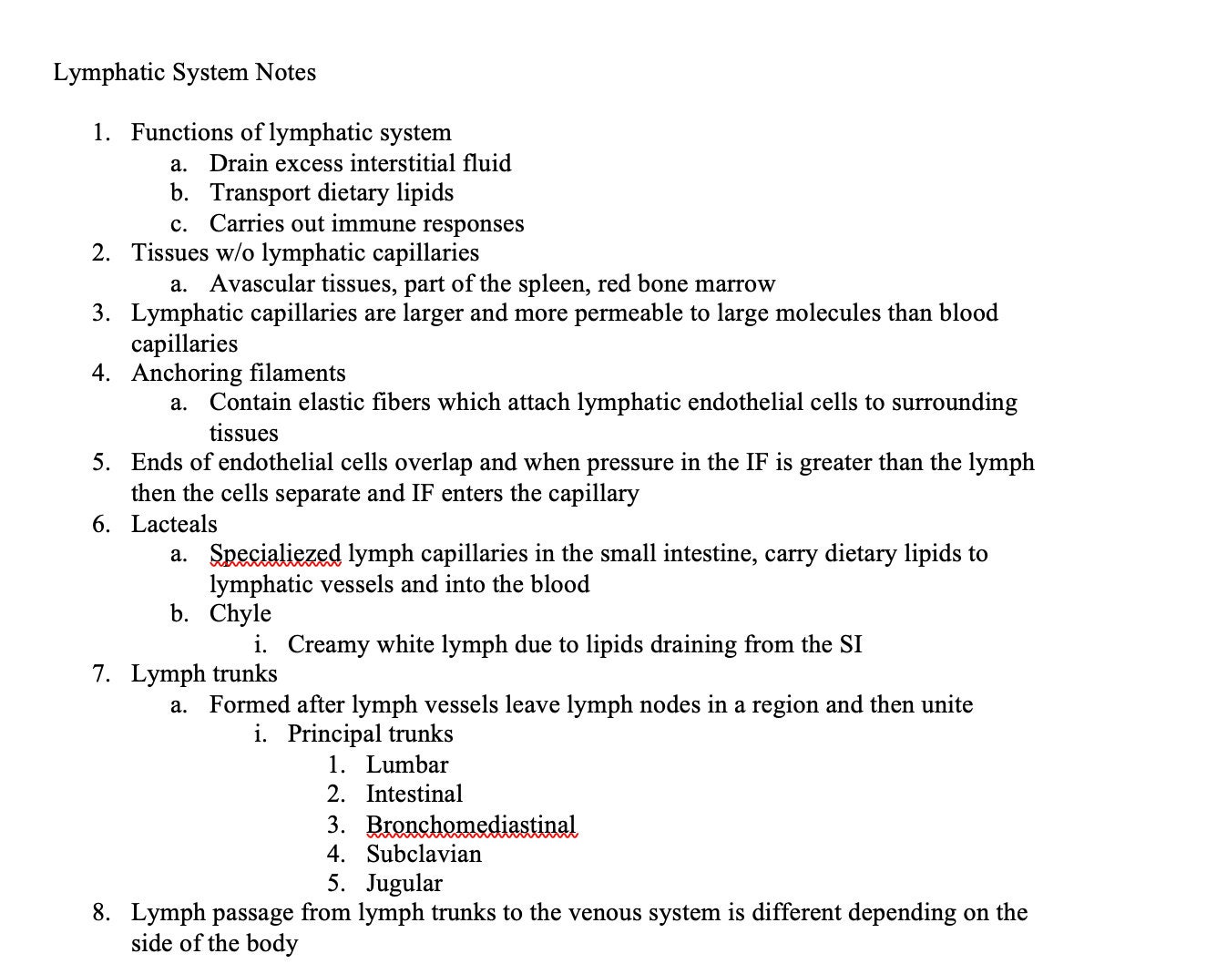 Lymphatic System Notes - Etsy