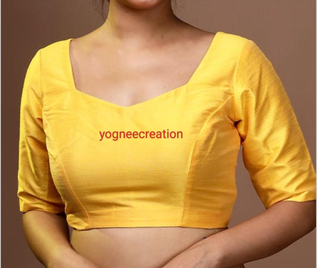 Readymade Sweetheart-neck Sleeves Saree Blouse With Pads Available in ...