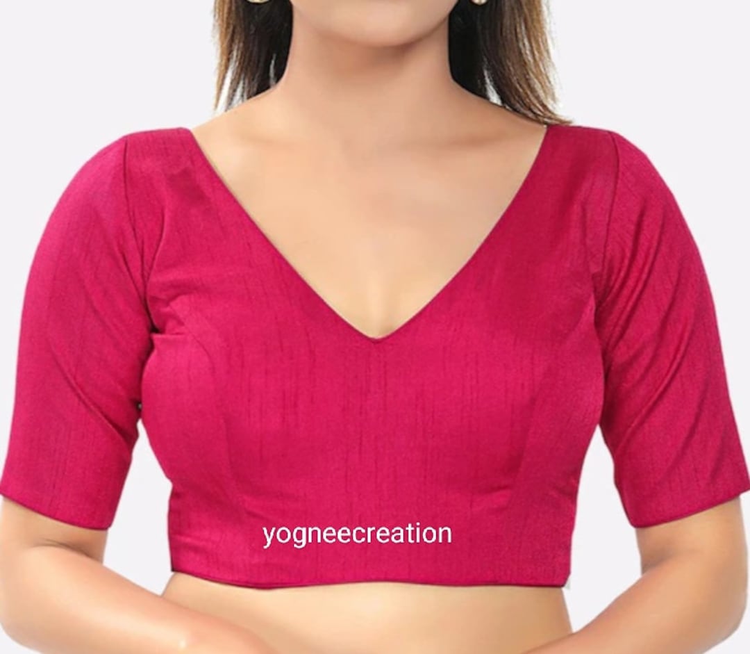 Readymade V-neck Sleeves Saree Blouse With Pads Available in Different ...