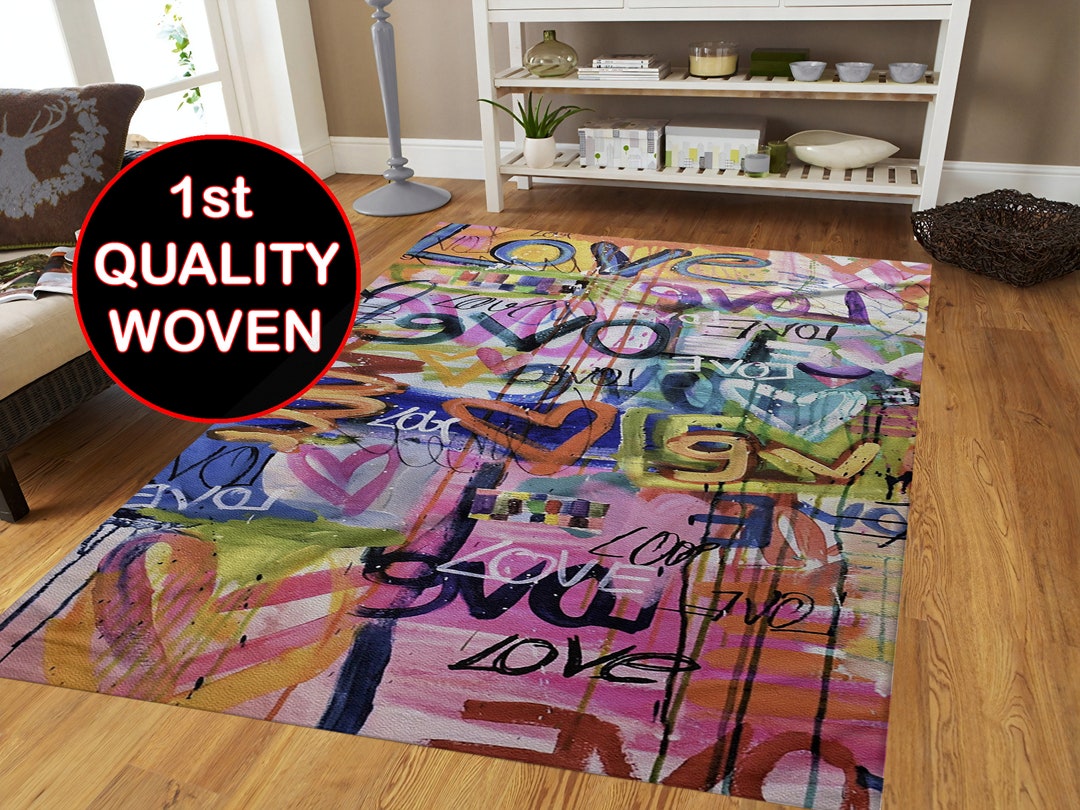 Painting Rug Art Rug Love Rug Midcentury Rug Midcentury - Etsy