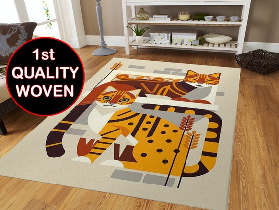 Cat Art Rug Siamese Cat Rug Cute Cat Rug Mid Century Rug - Etsy