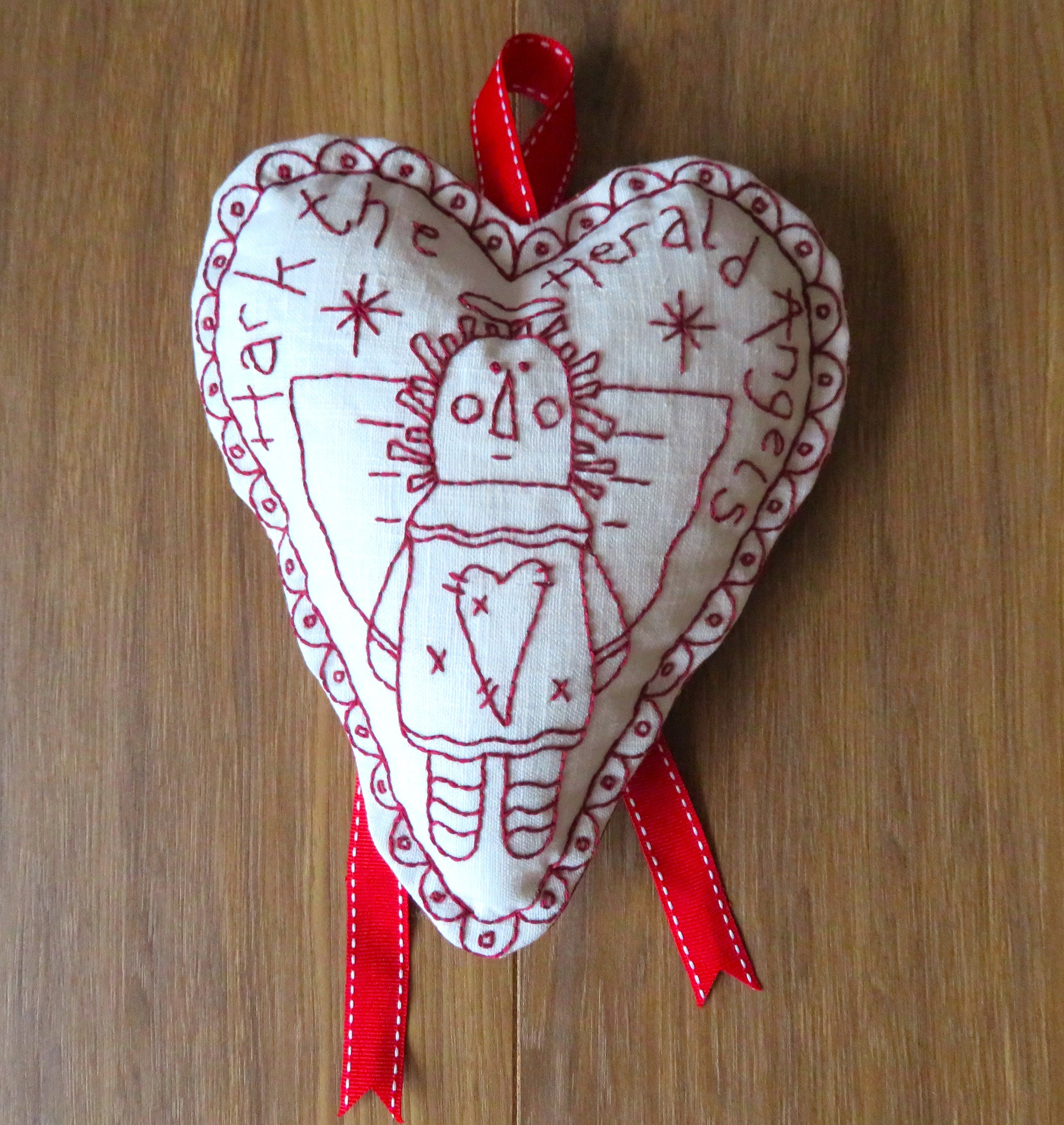 Primitive Stitchery Angel Hanging Heart Instant Download PDF - Etsy