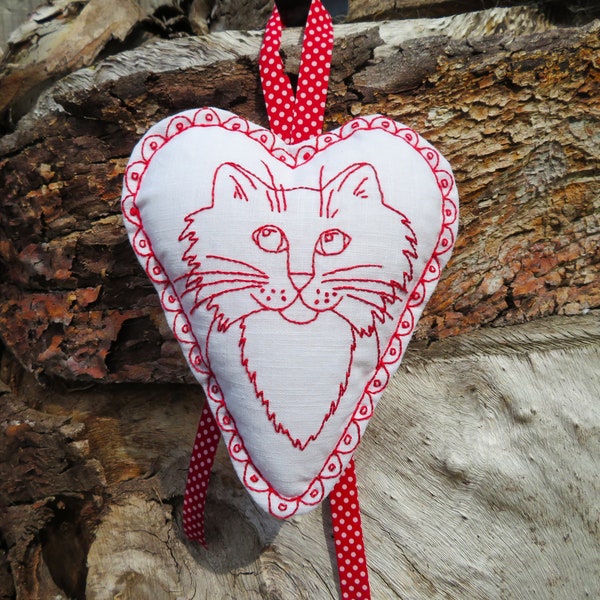 Redwork Cat - Etsy