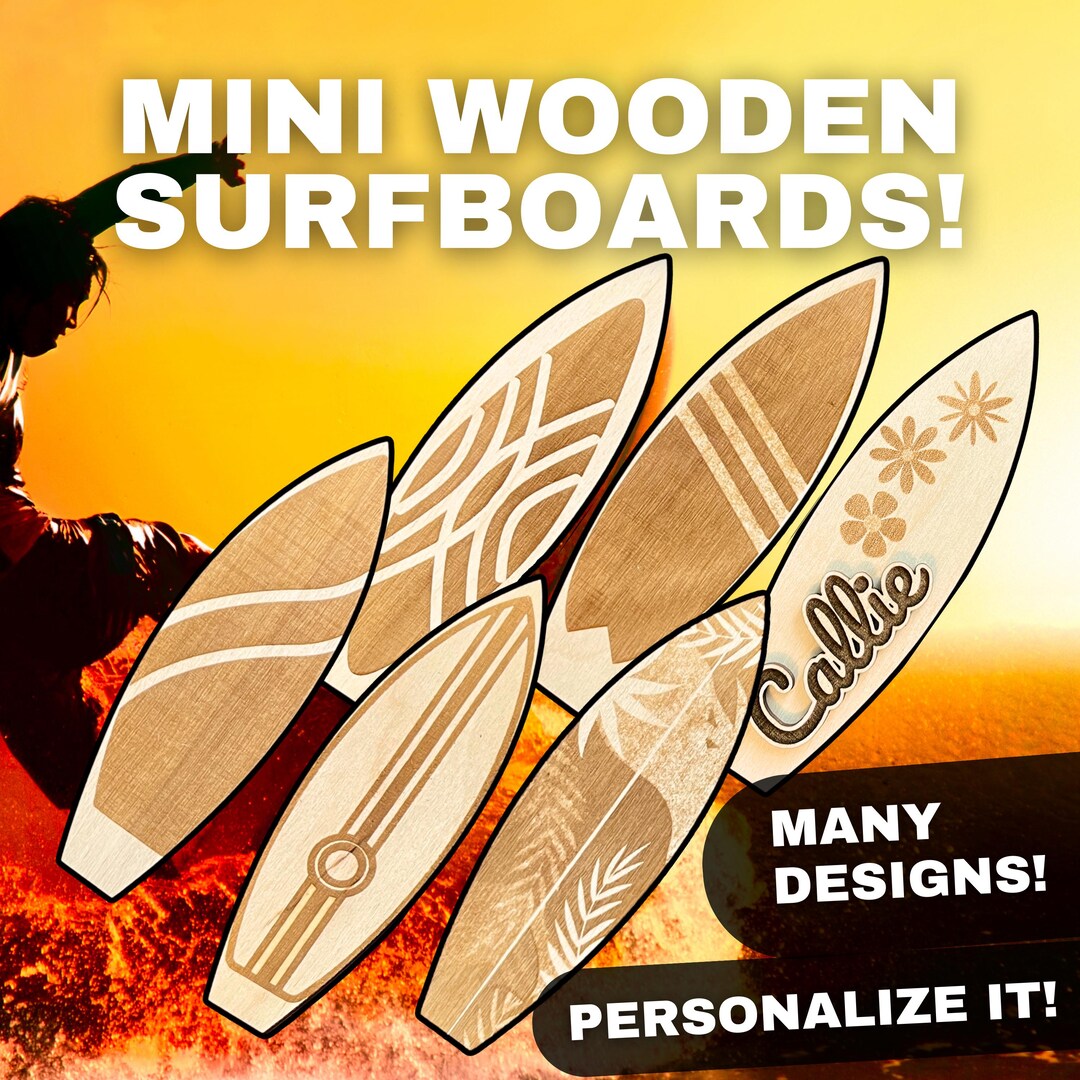 Mini Wooden Surfboards Unfinished Wood 5 X 1.5 Handmade-personalized - Etsy