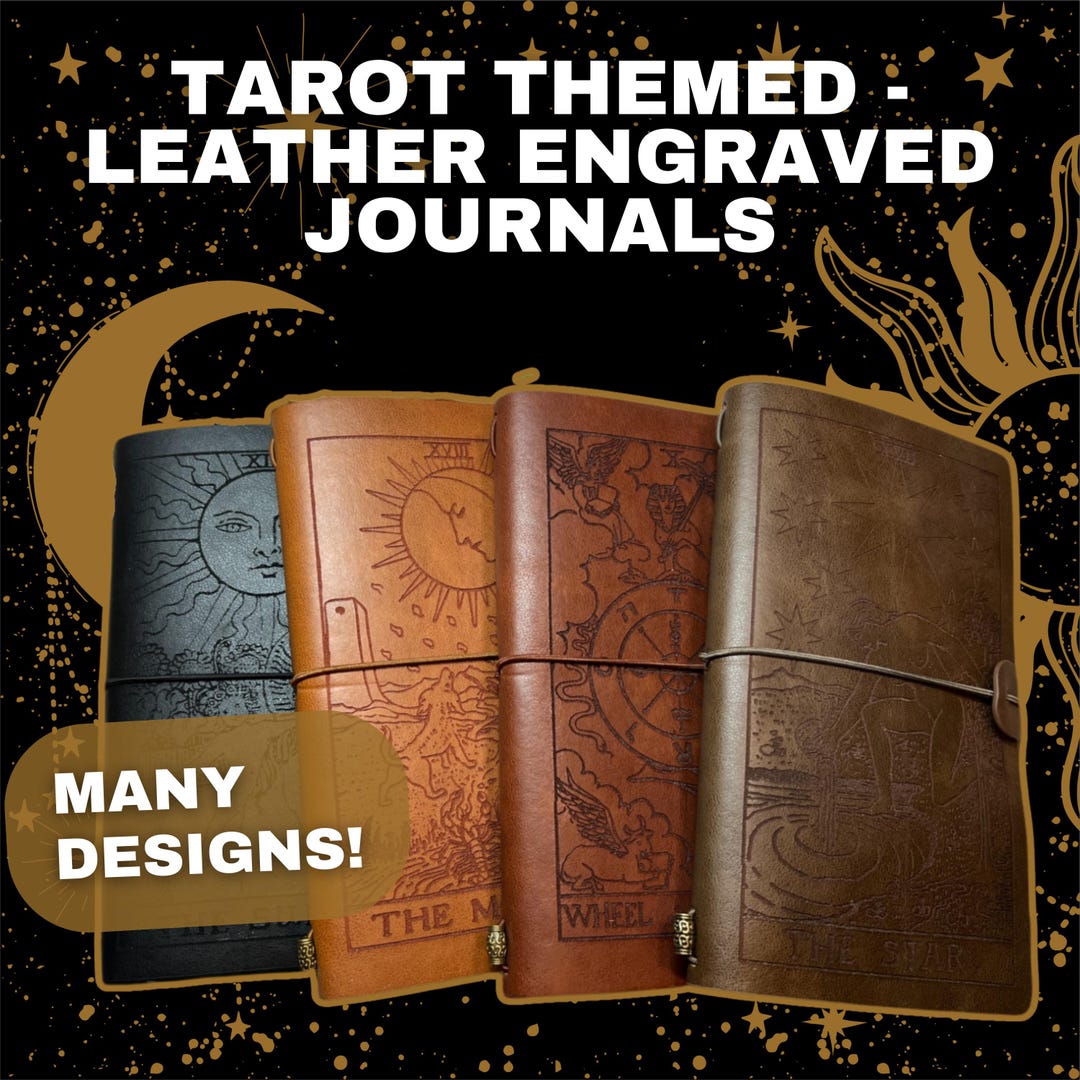 Tarot-themed Leather Traveler’s Notebooks – Personalized Engraved ...