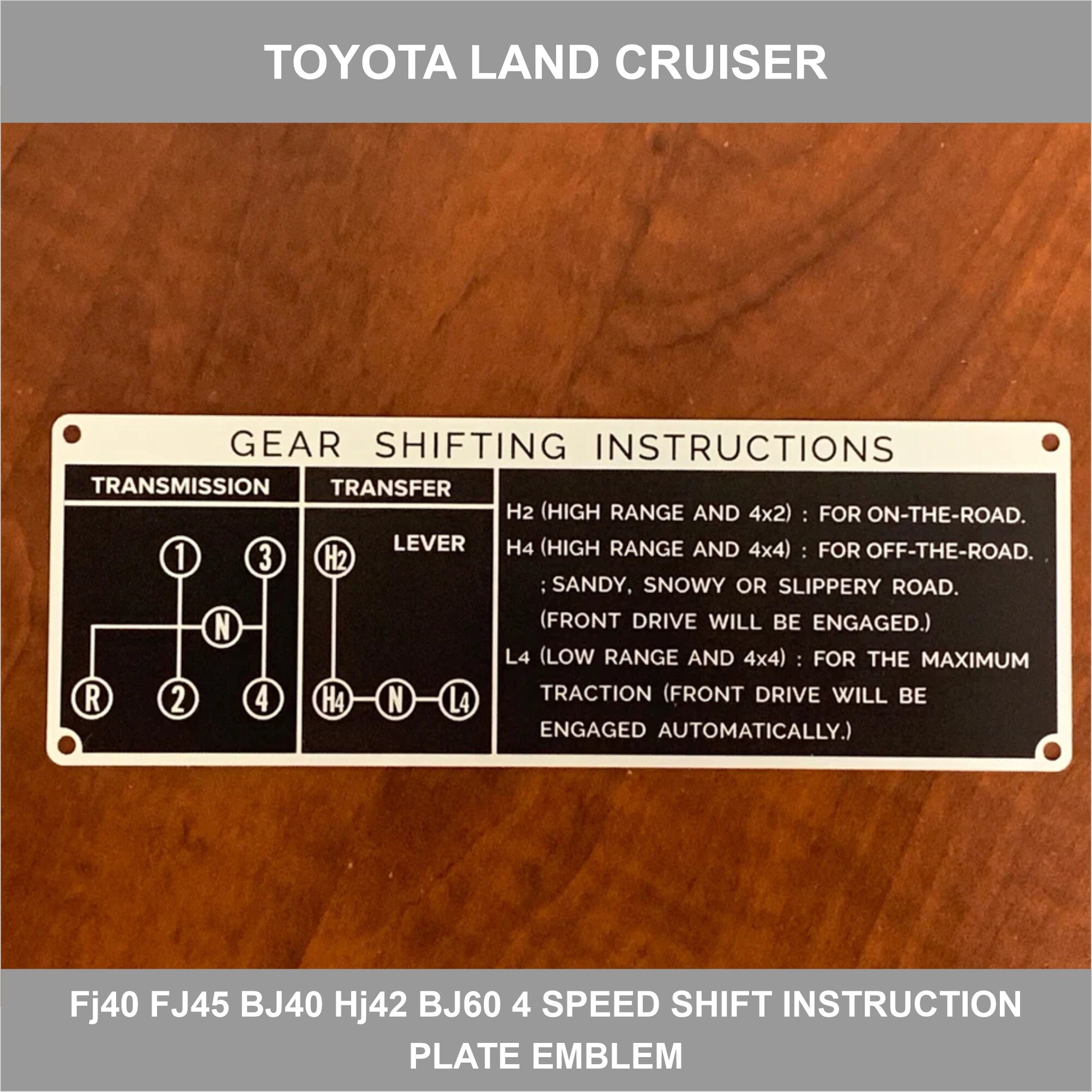 Toyota Land Cruiser FJ40 FJ45 BJ60 BJ40 4 Speed Shift Instruction Data ...