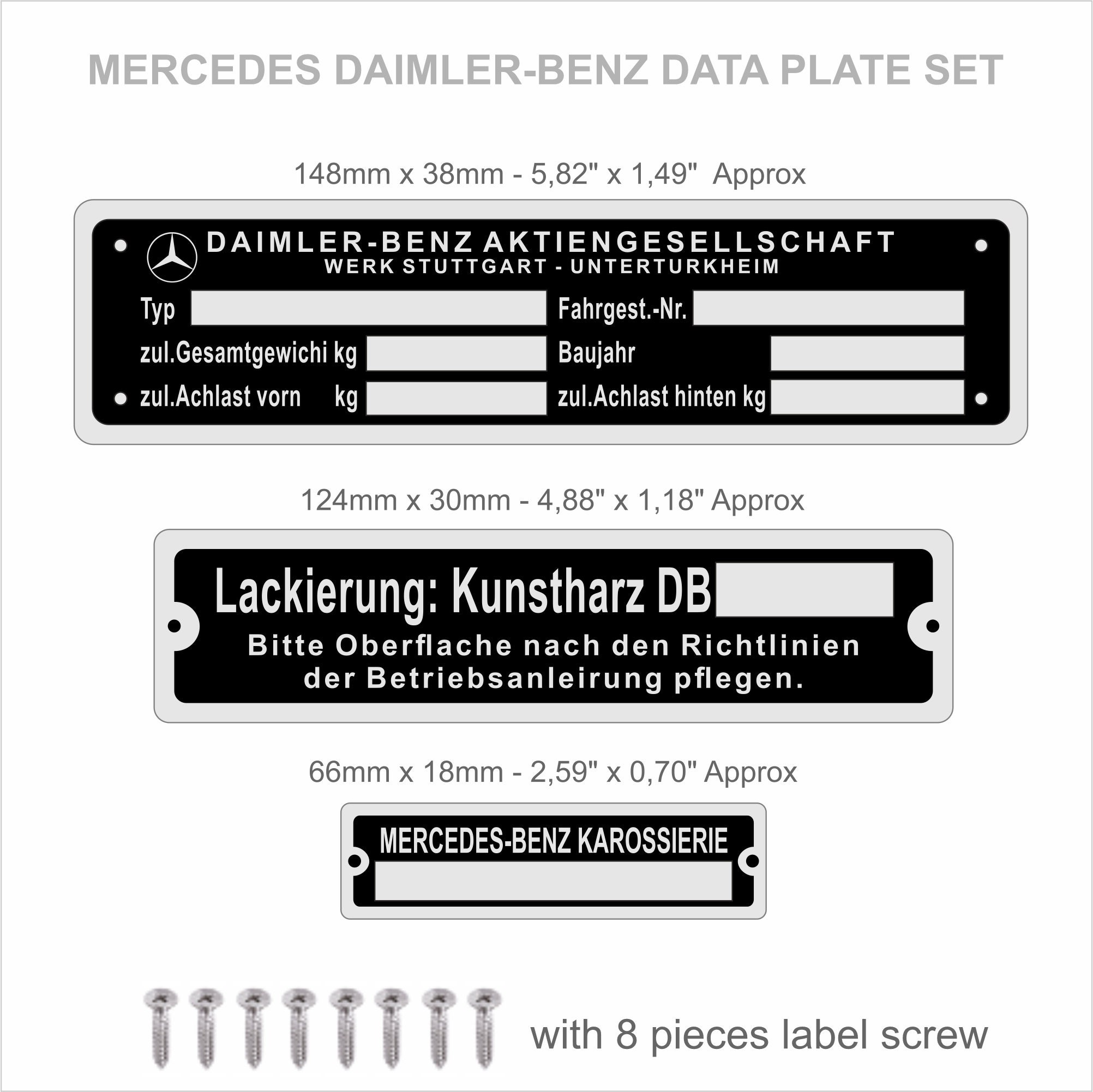 Data Plate Set for Daimler Mercedes Benz 3 Pieces Info Data - Etsy