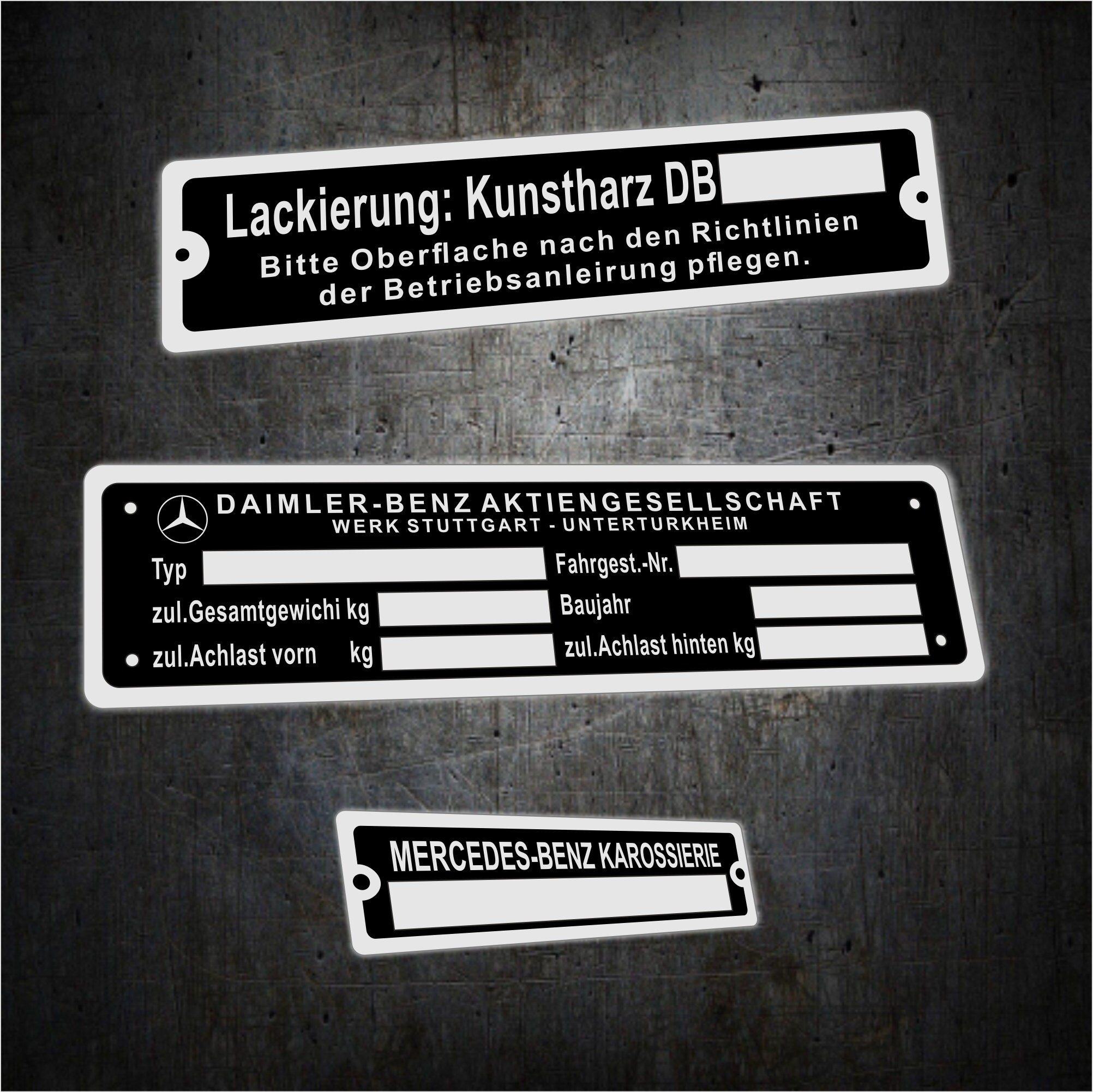 Data Plate Set for Daimler Mercedes Benz 3 Pieces Info Data - Etsy