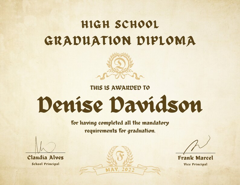 Custom School Diploma Certificate - Etsy