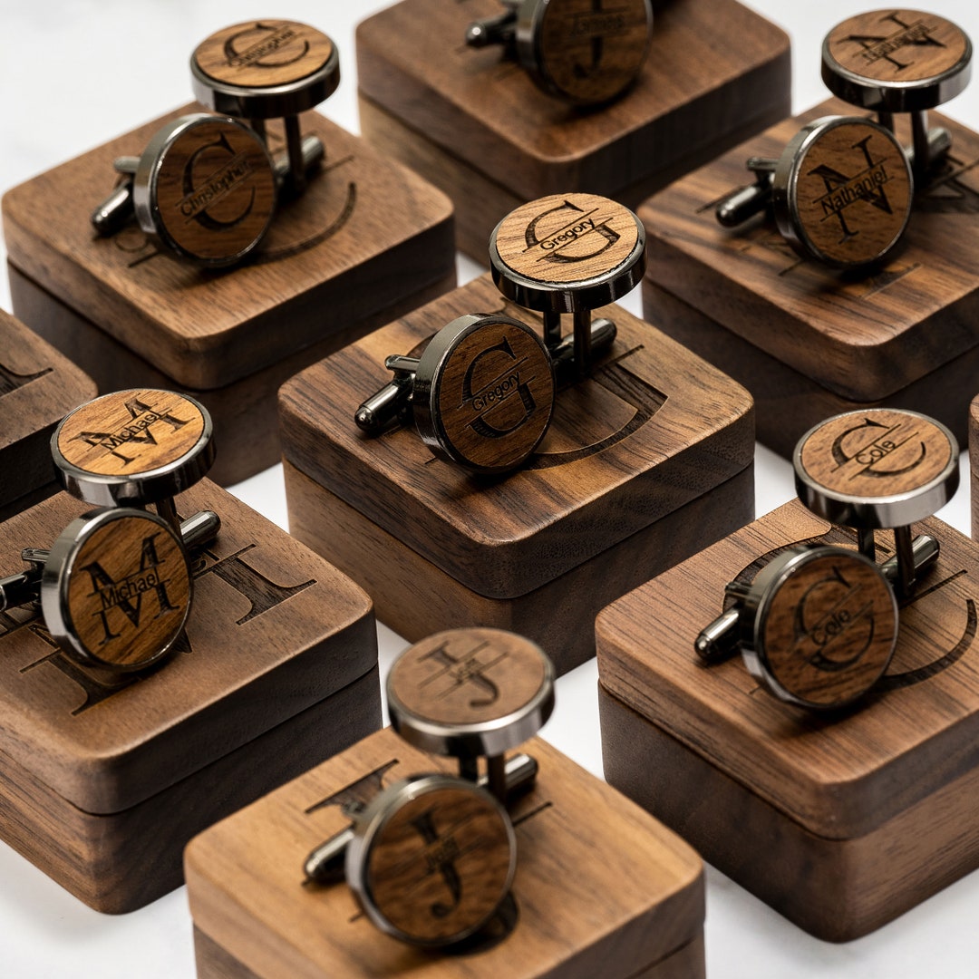 Engraved Wood Cufflinks, Custom Wedding Day Cuff Links, Personalized ...