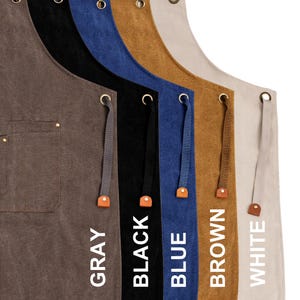 Personalized Embroidered Apron, Canvas Workshop Apron With Pockets ...