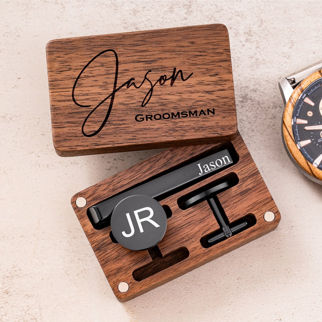 Personalized Groomsmen Gifts Set Custom Cufflinks Tie Clip & Rectangle ...