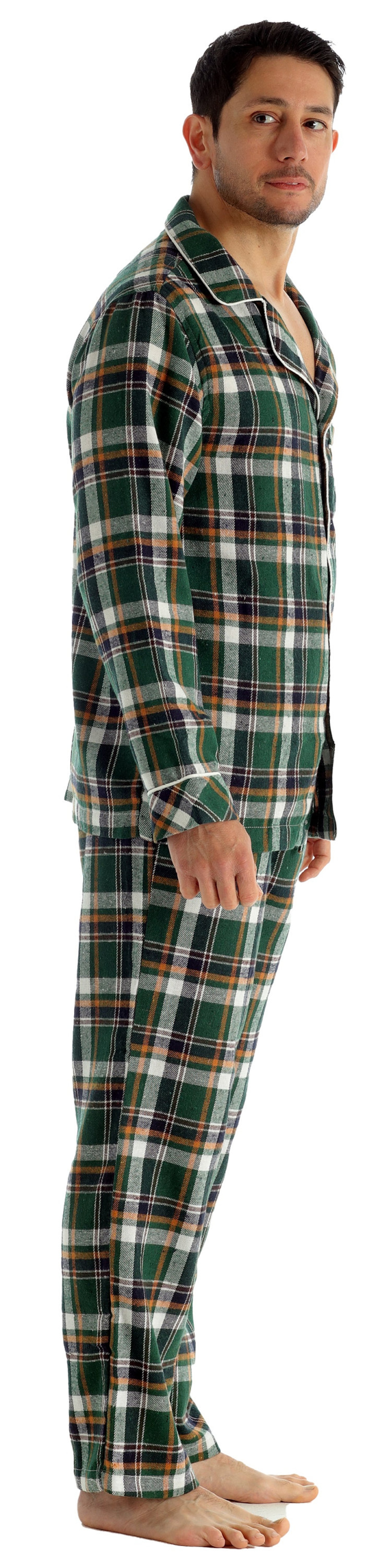 Traditional Check Pyjama Set Men's Green Brushed Warm Thermal Italian Design - Etsy UK