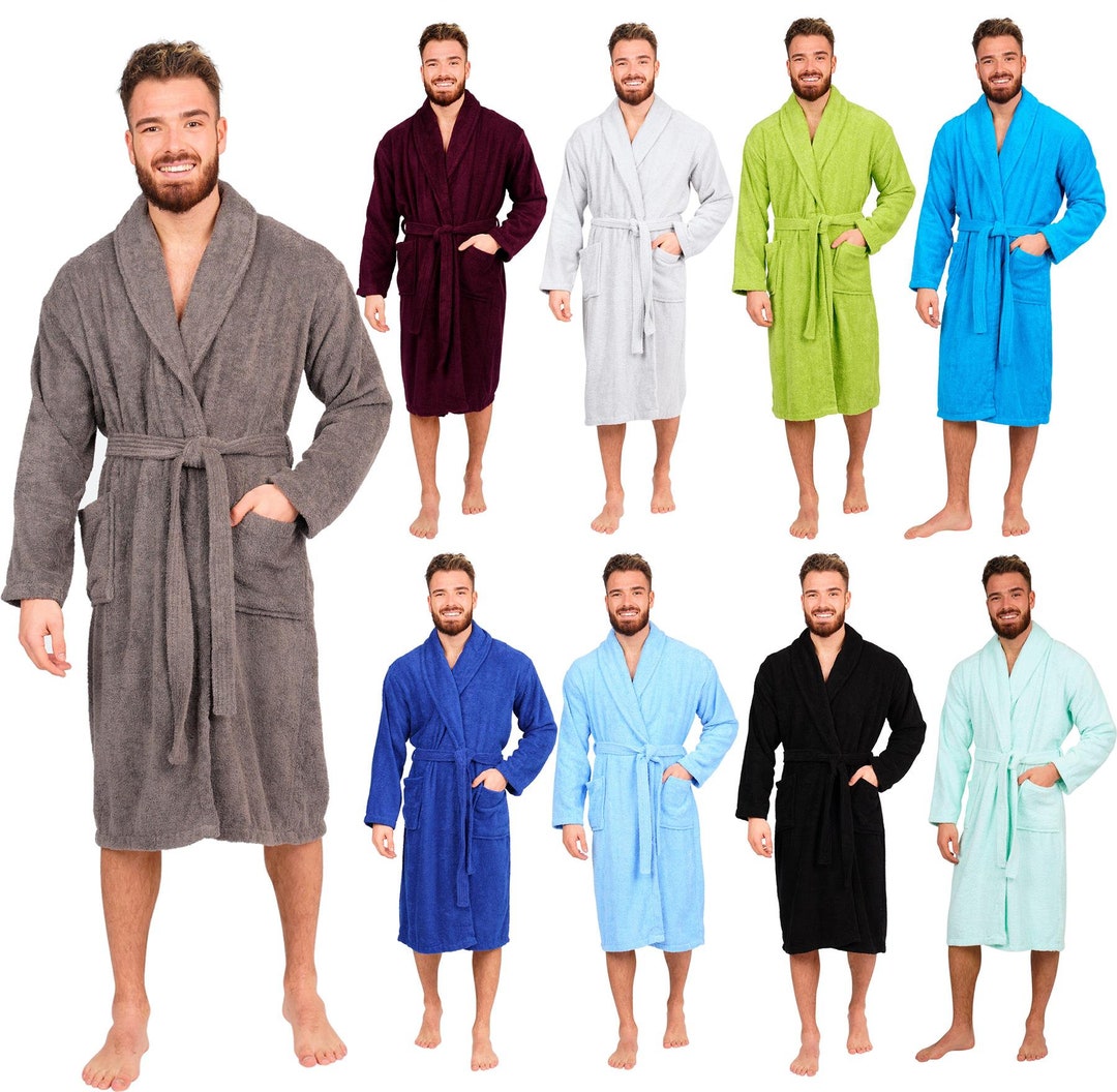 Mens Bathrobe 100% Cotton Terry Towelling Shawl Dressing Gown Bath Robe - Etsy UK