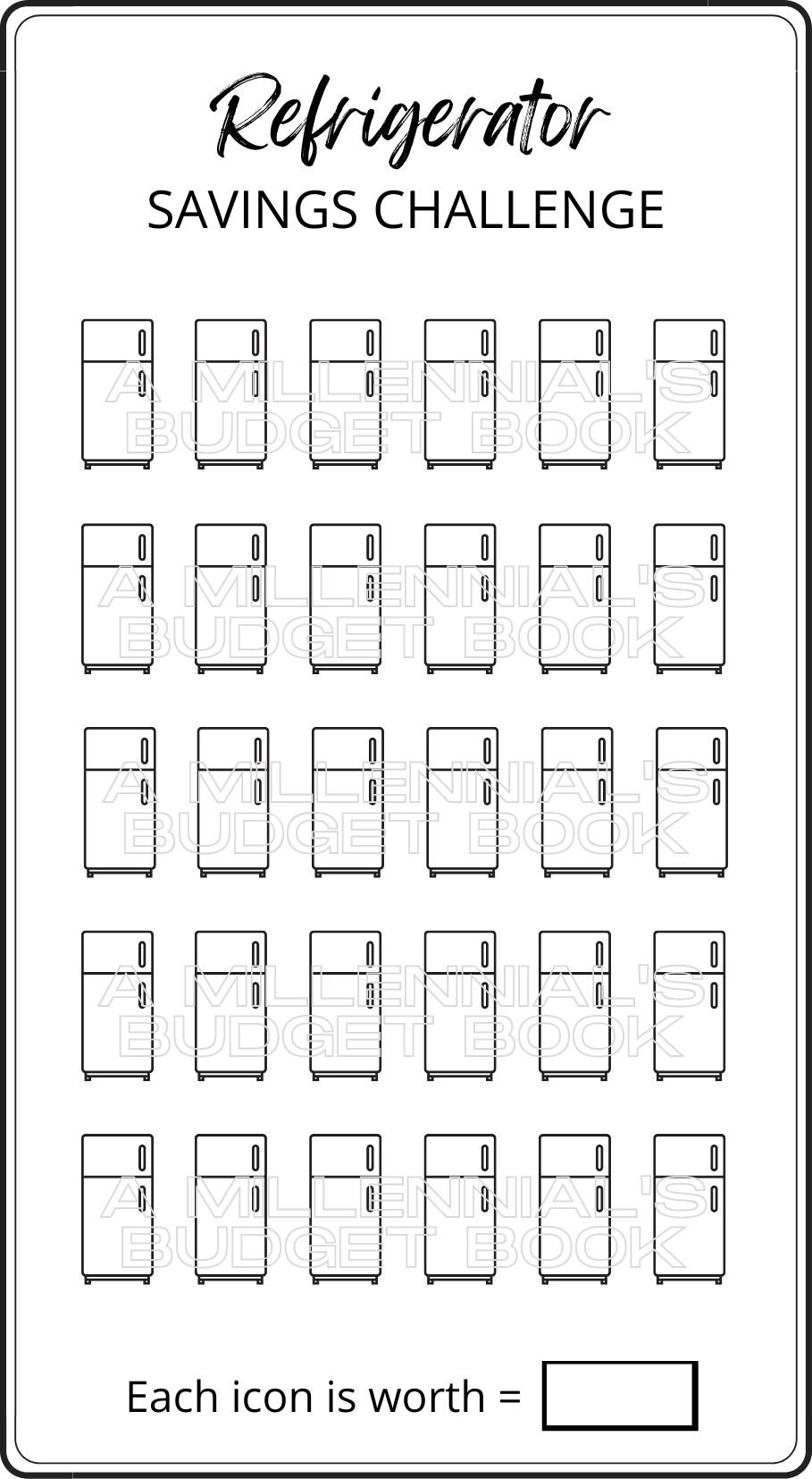 Fridge / Refrigerator Savings Challenge - Etsy