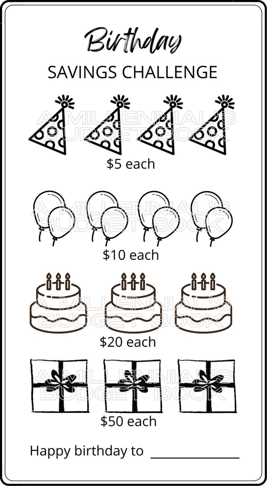 Birthday Savings Challenge Tracker - Etsy