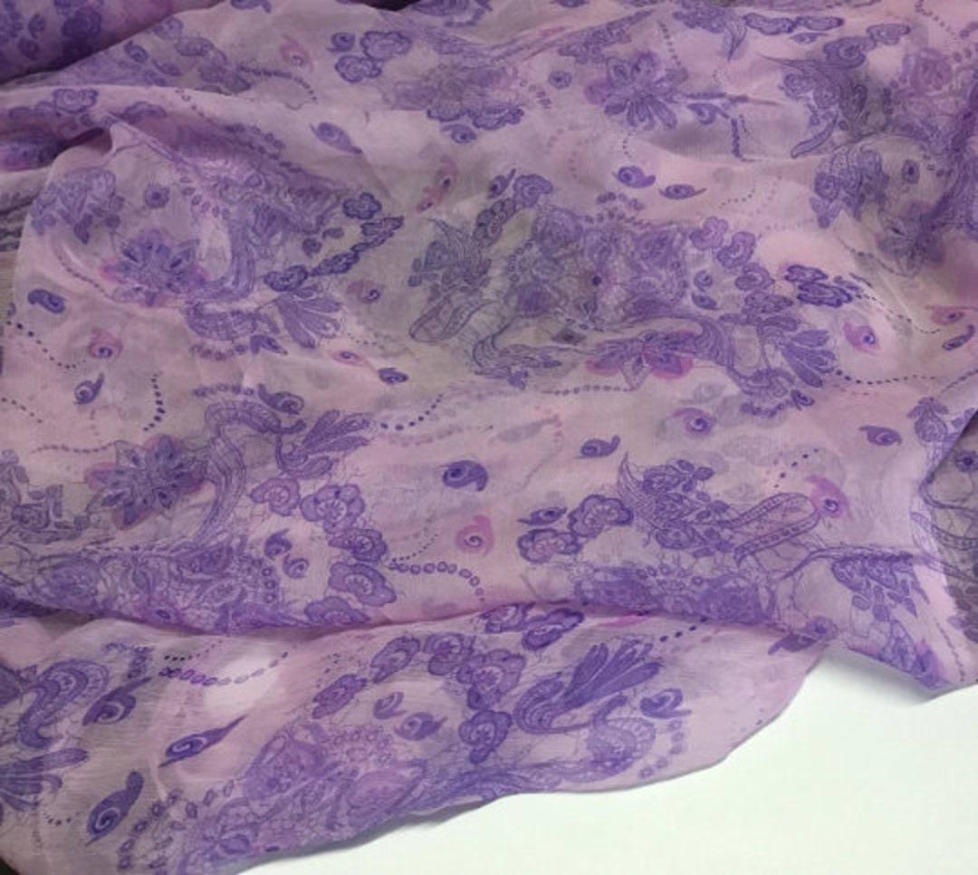 NEW High Class 100% Pure Silk Crinkle Chiffon Print Fabric (read ...
