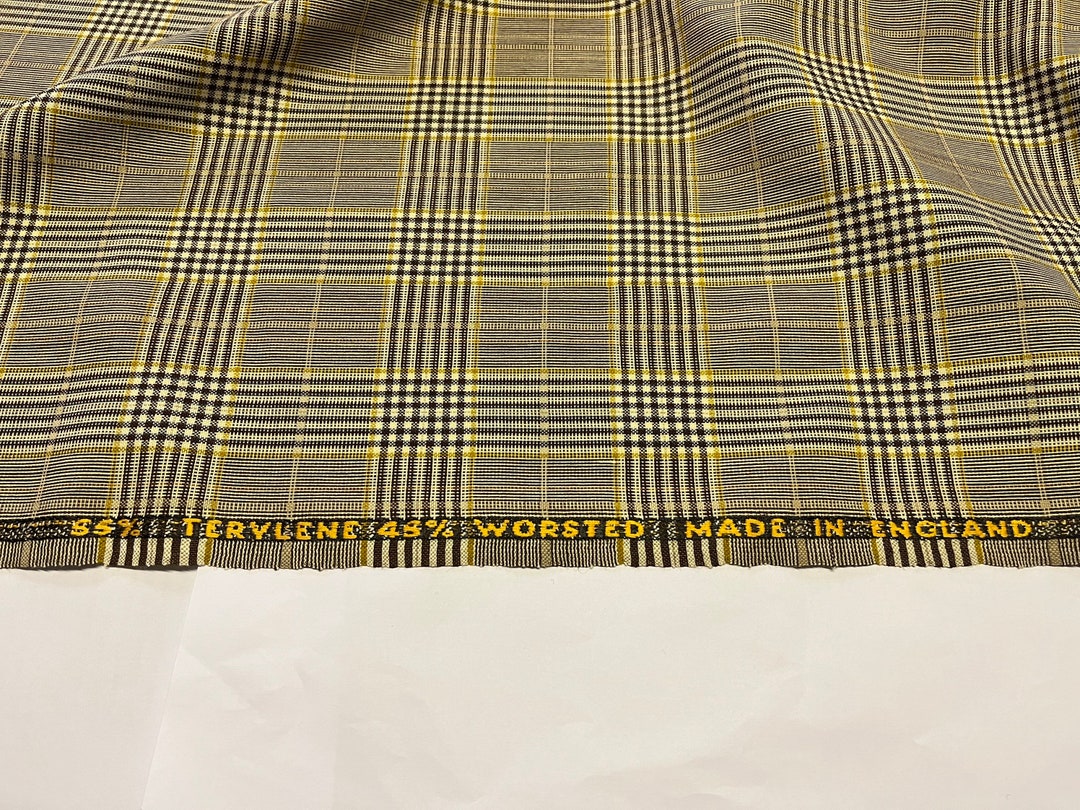 NEW High Class Check Terylene Worsted Wool Suiting Fabric Made in ...