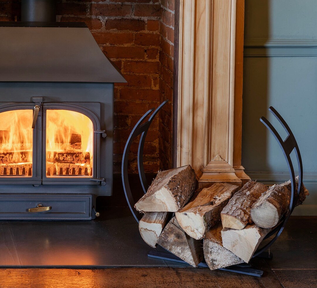 Large, Heavy, Thick Curved Log Holder - Matt Black or Pewter - Etsy UK