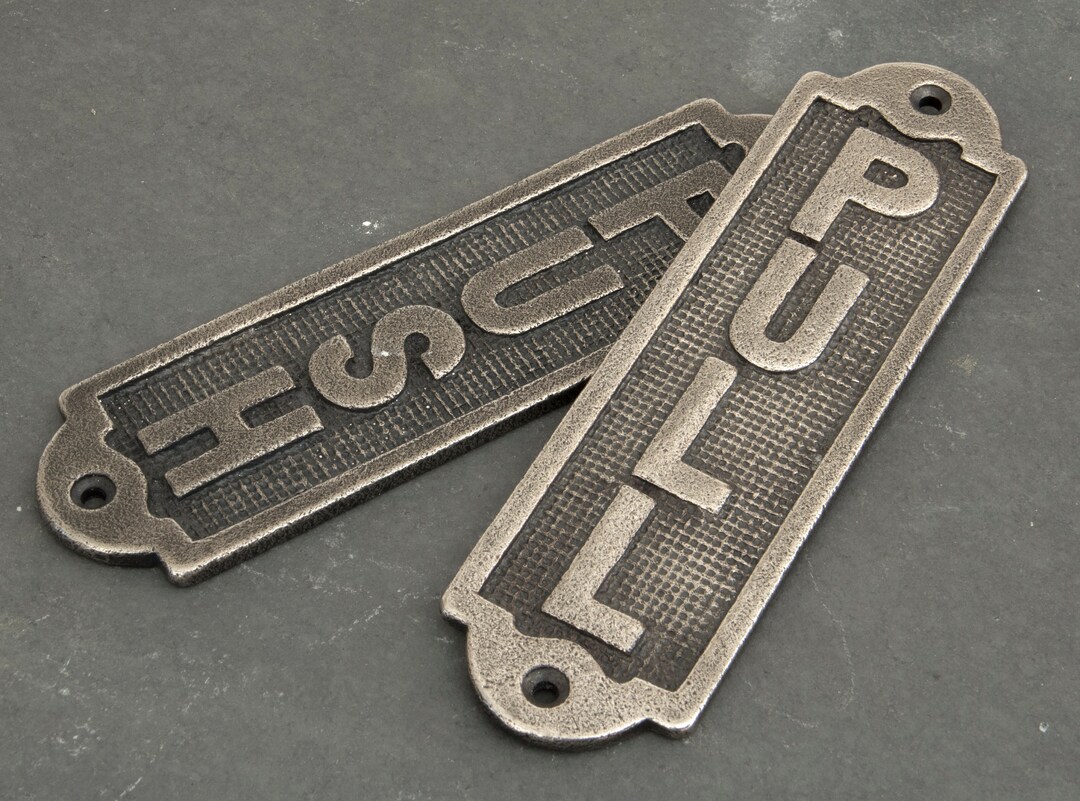 Push and Pull Sign Raised Lettering Antique Pewter Plaques - Etsy