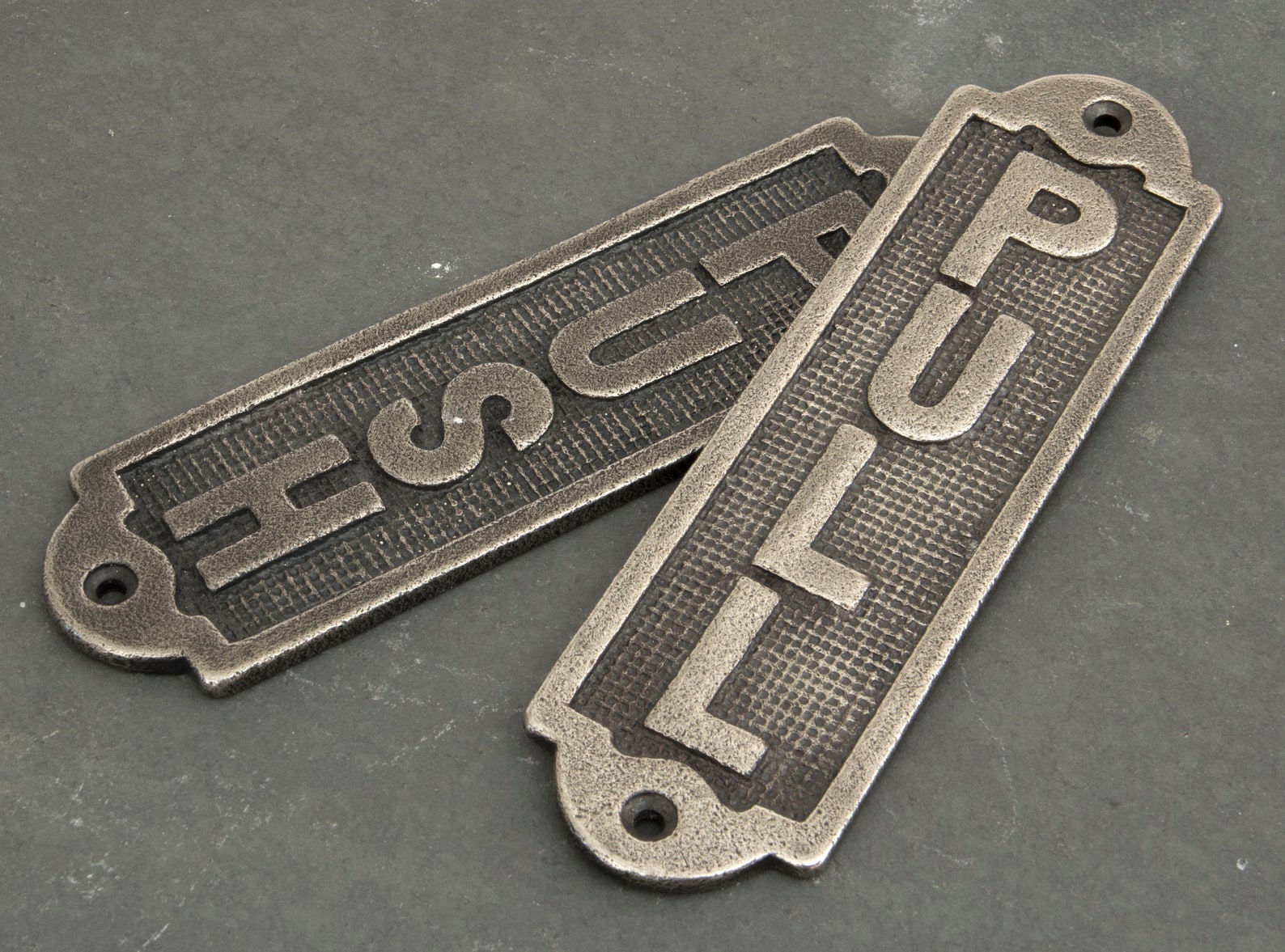 Push and Pull Sign Raised Lettering Antique Pewter Plaques - Etsy
