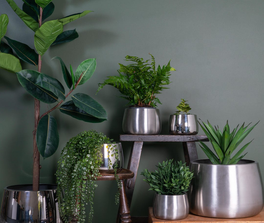 Stainless Steel Plant Pot - Satin and Polished Marine Stainless Steel ...