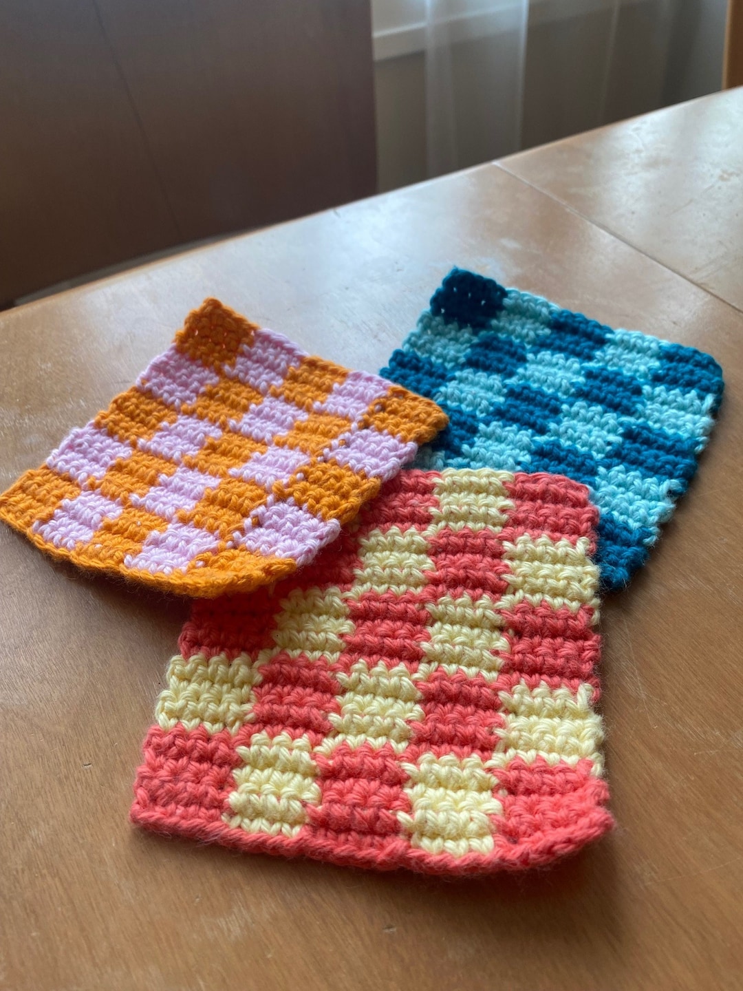 Checkered Coaster - Crochet PATTERN - Etsy