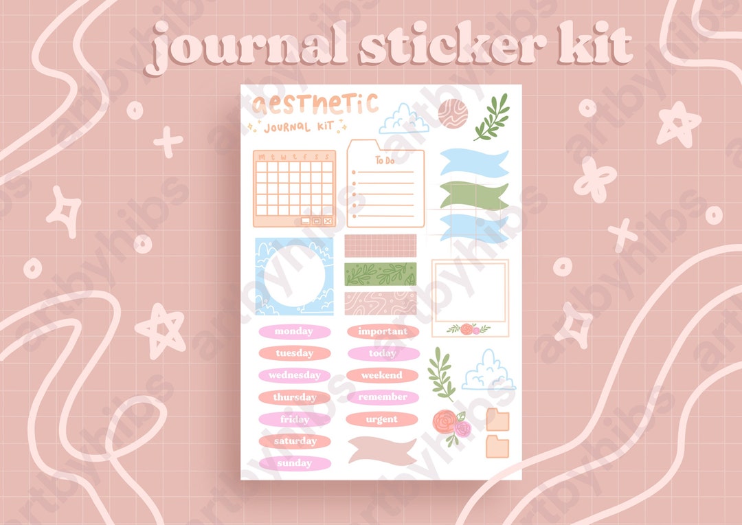 Aesthetic Digital Journal Sticker Set Printable Bullet Journal Sticker ...