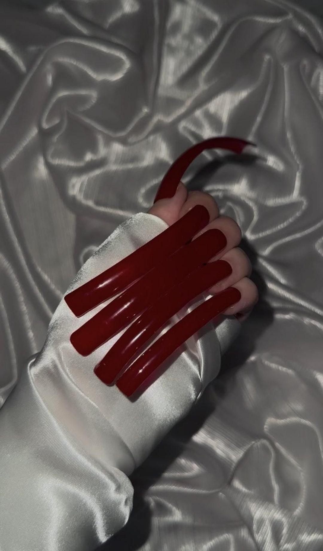 Curve Nails Long | Red Wine XL Nails Curve Tip | Handmade Press on ...