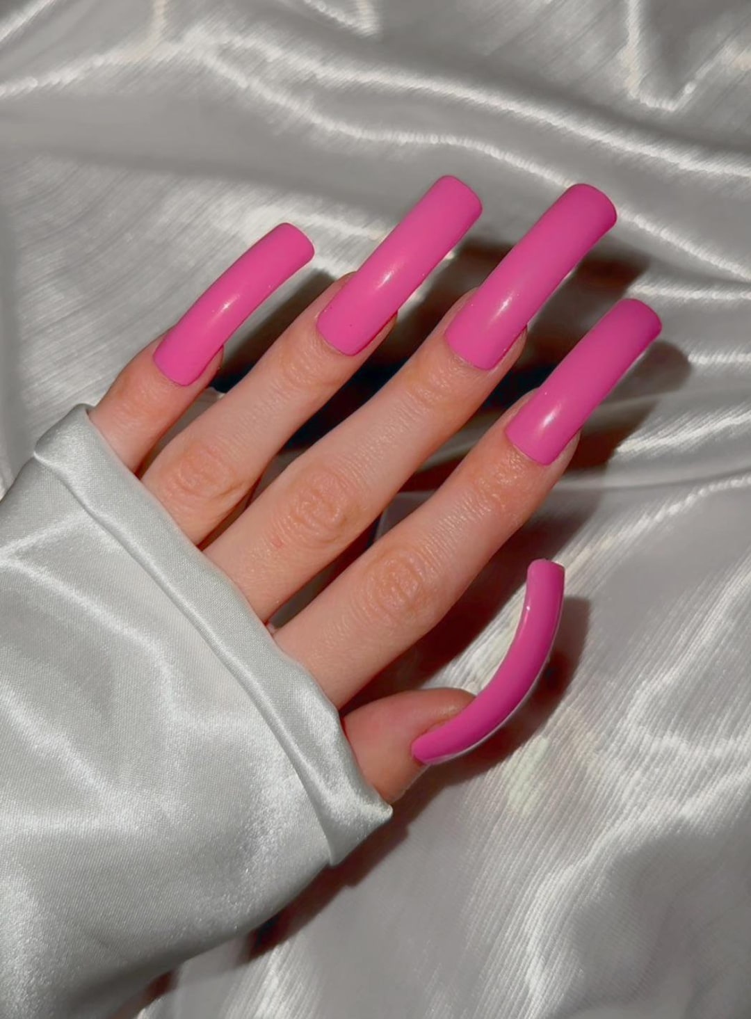 XL Curve Nails Long | Curved Pink Nails Square | Handmade Press on ...