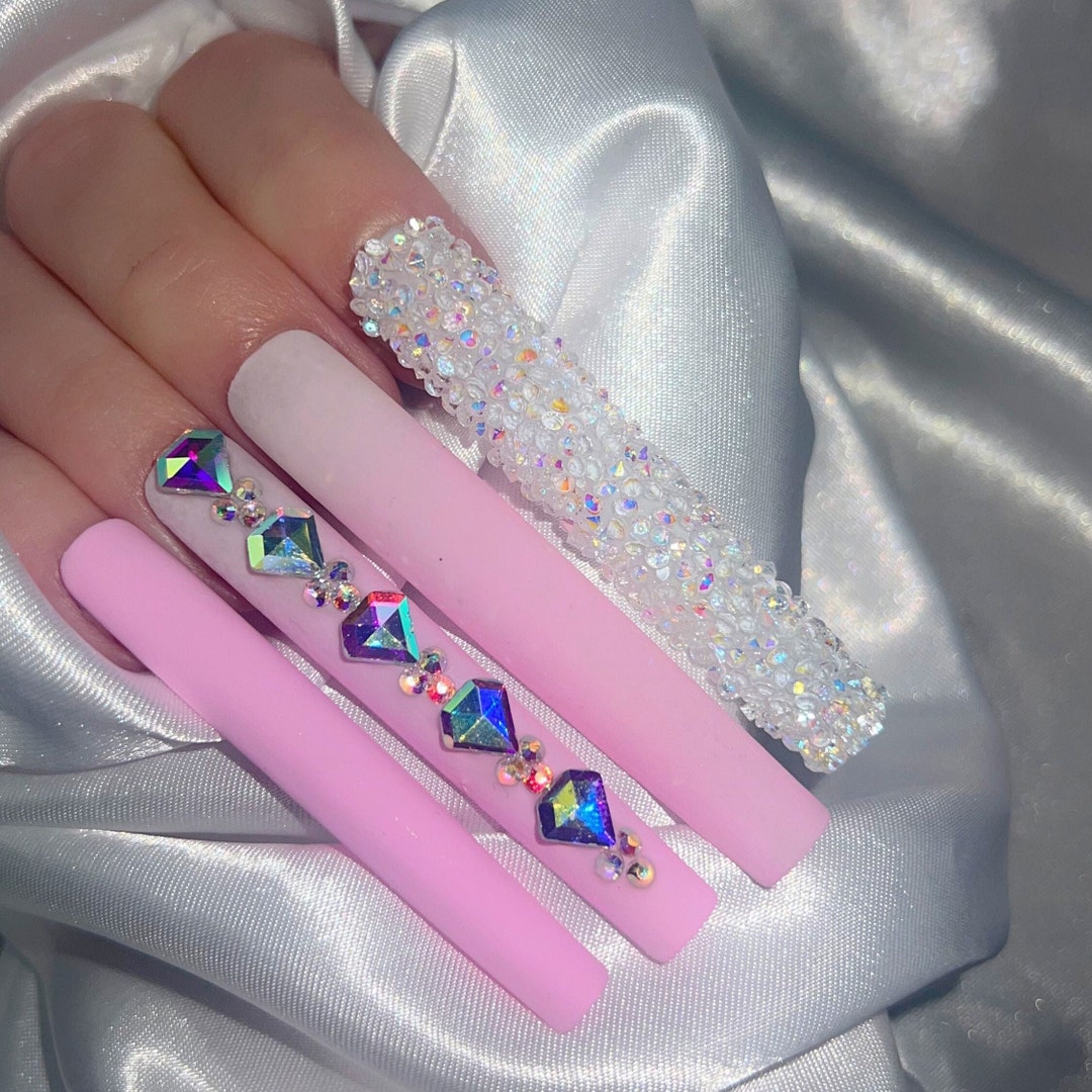 XXXL Press on Nails Fake Extension Nails Bling Press on Nails Extra ...