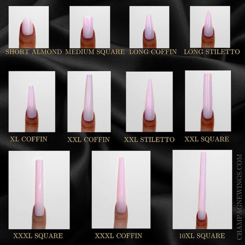 XXXL French Press on Nails | Extra Long Custom Acrylic Nails With Gems ...