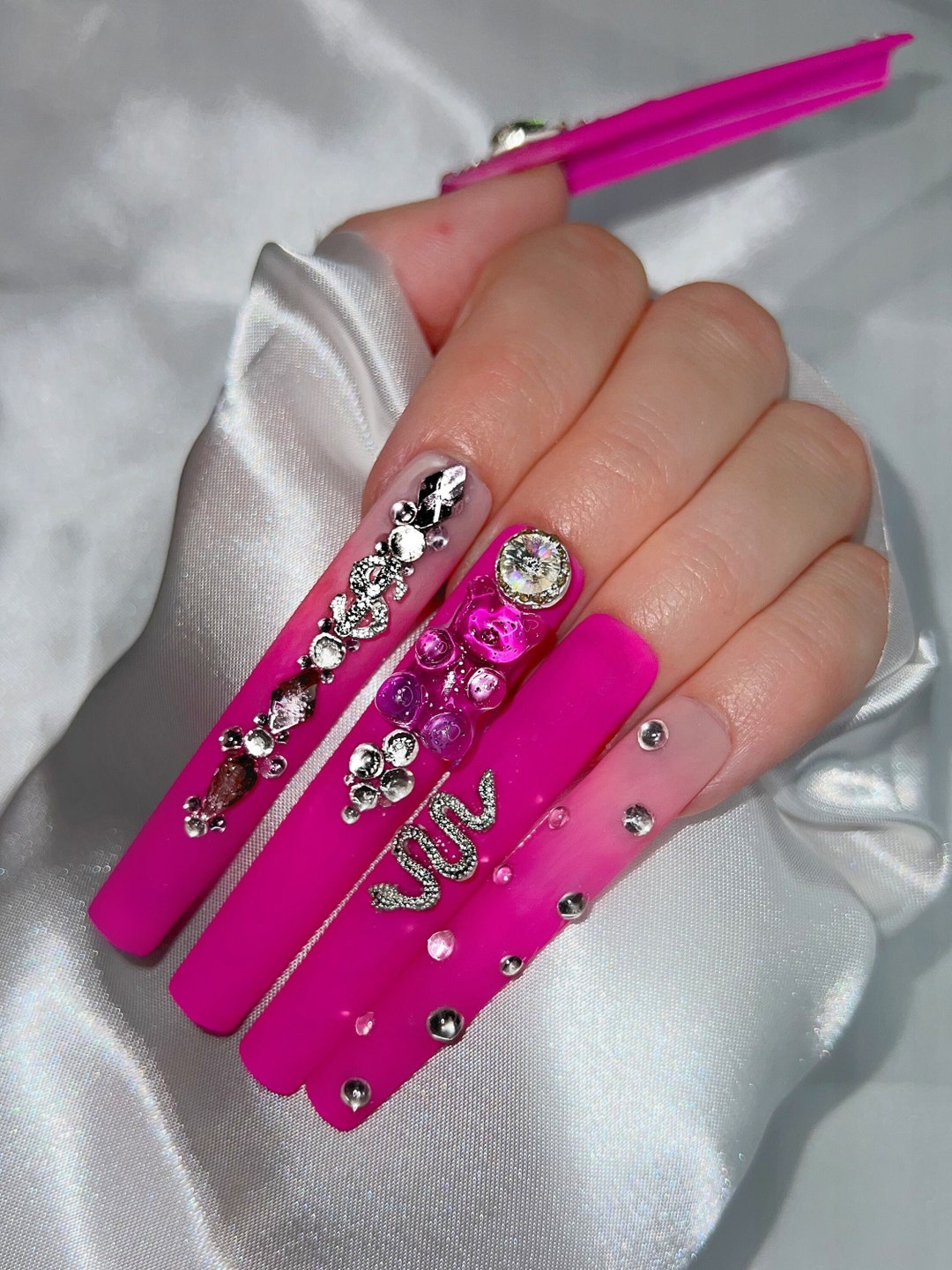 XXXL Press on Nails Bling Fake Nails Extension Long Press Ons - Etsy