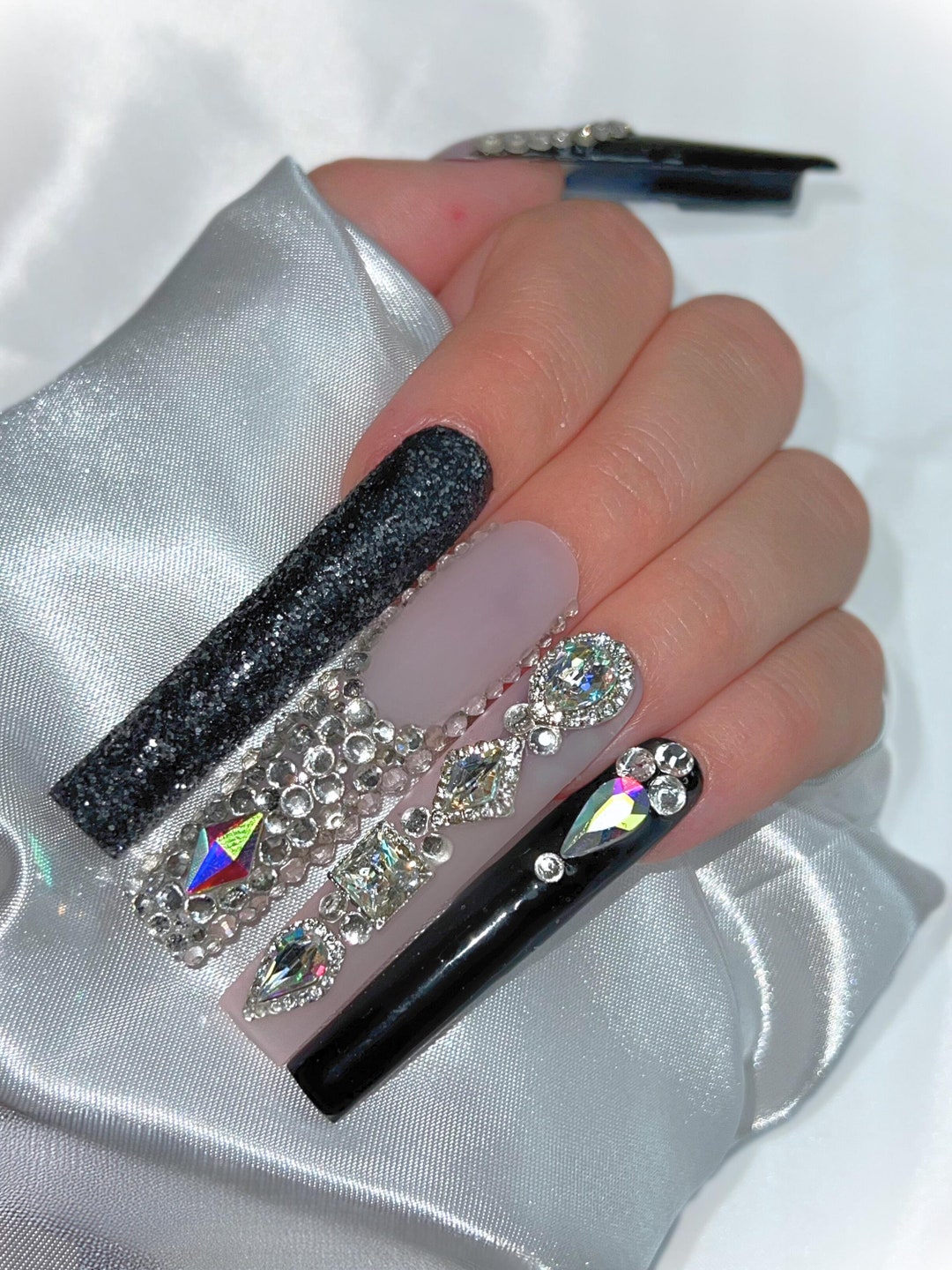 XXXL Bling Press on Nails | Extra Long Fake Extension Nails | Luxury ...