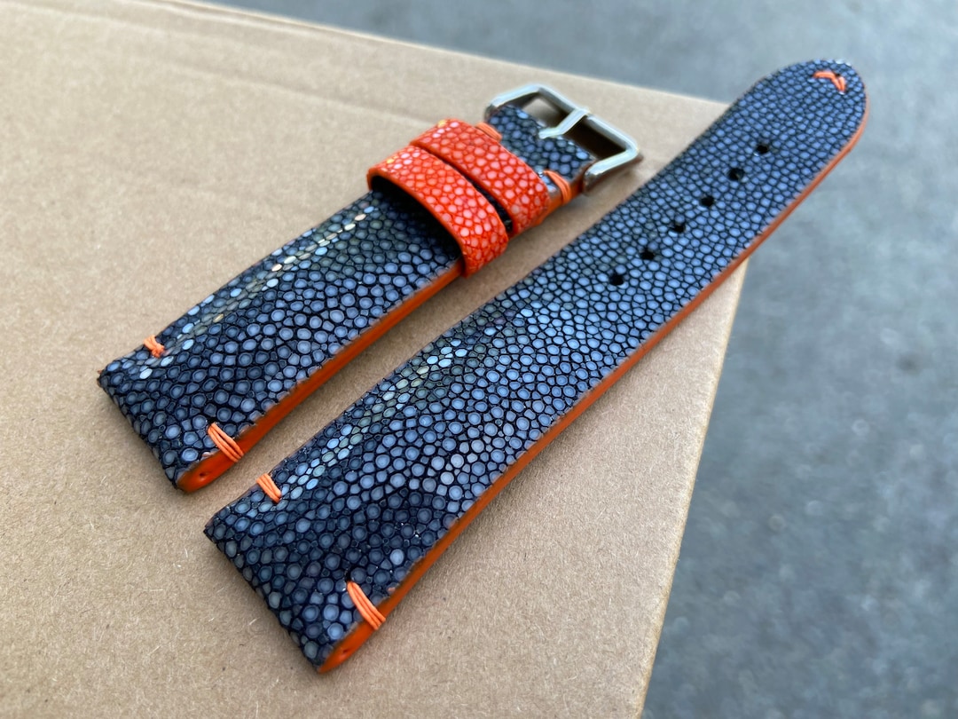 Black Real Stingray Leather Watch Strap Band, Leather Watch Strap ...
