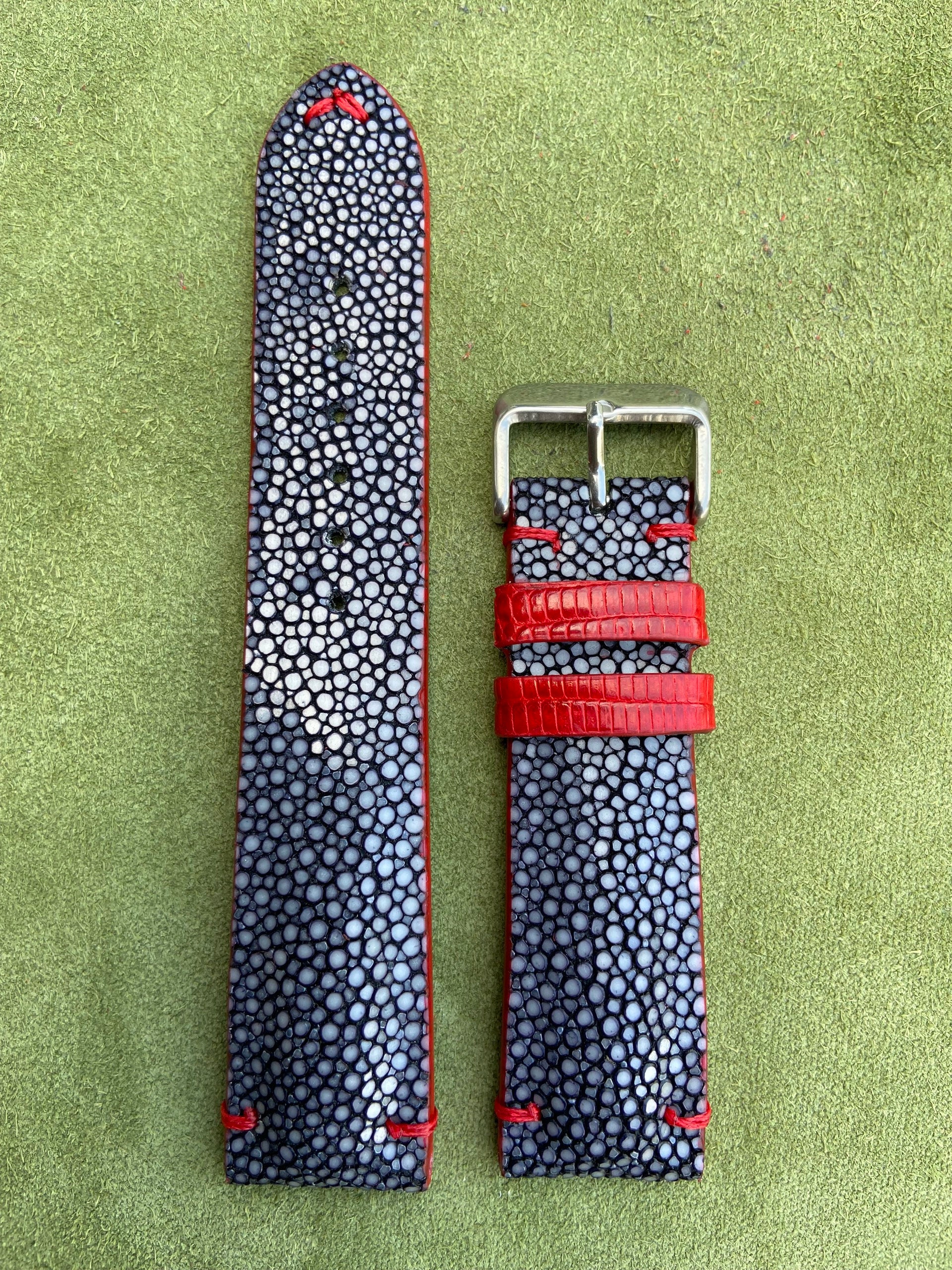 Black Genuine Stingray Leather Watch Strap Band, Leather Watch Strap ...