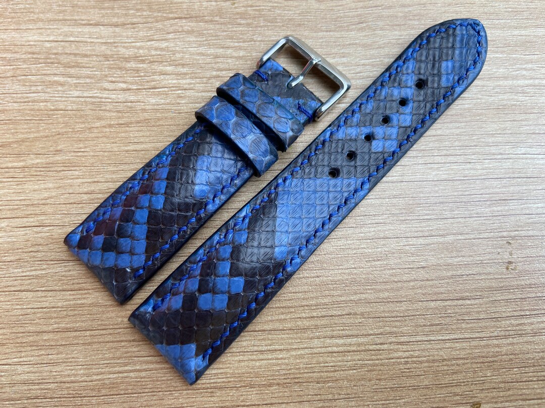 Blue Genuine Snake Leather Watch Strap Band, Leather Watch Strap ...