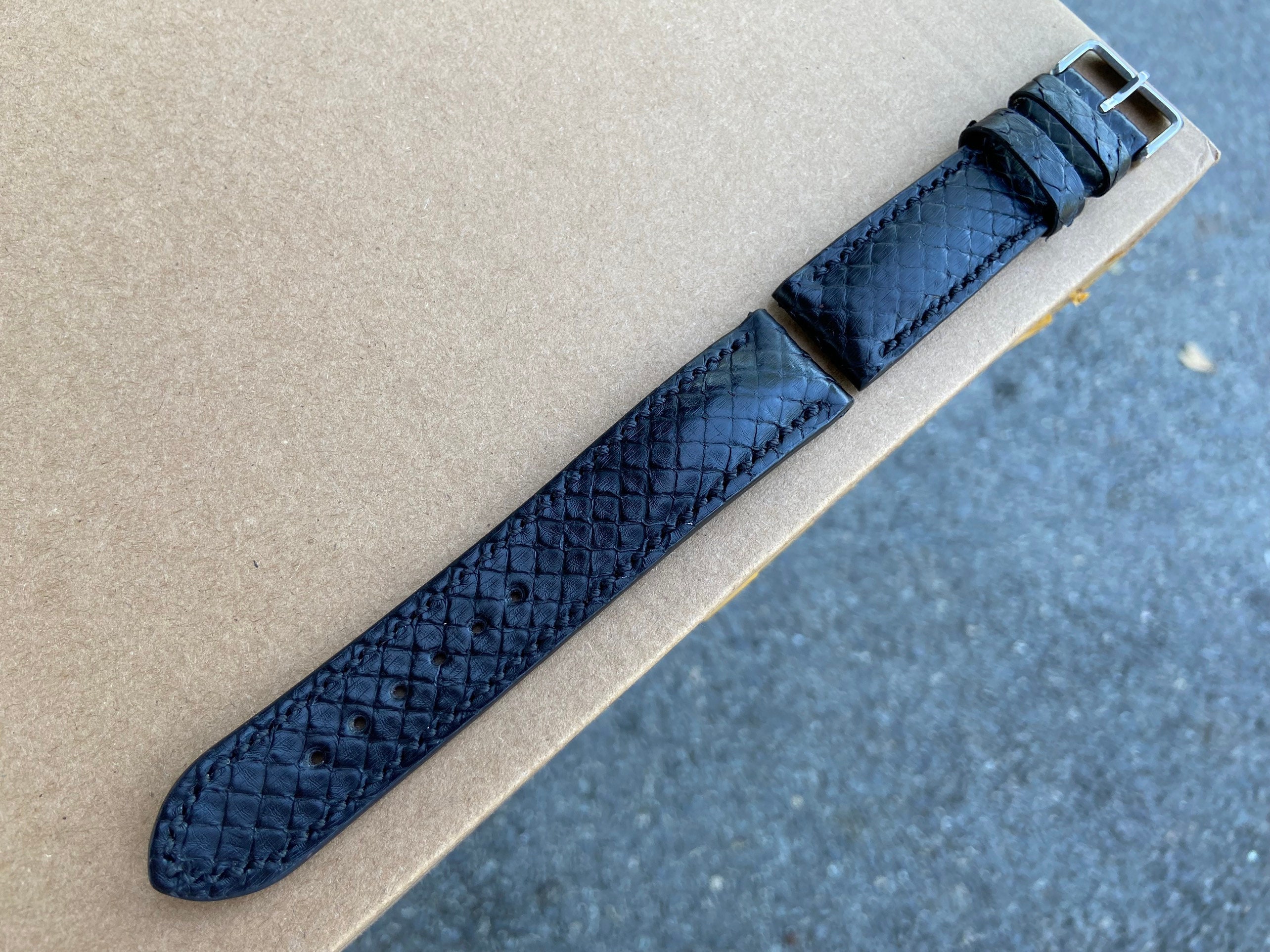 Black Genuine Snake Leather Watch Strap Band Leather Watch - Etsy