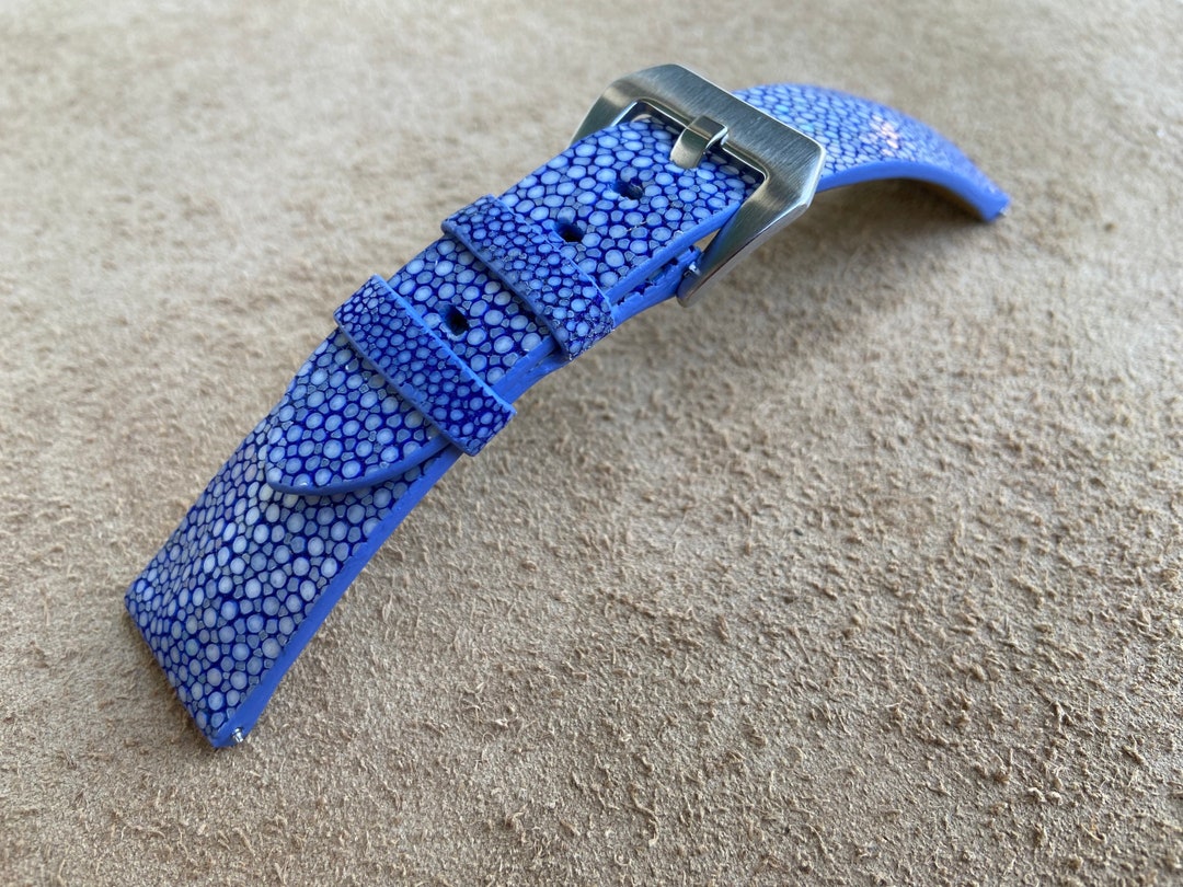 Blue Genuine Stingray Leather Watch Strap Band, Leather Watch Strap ...