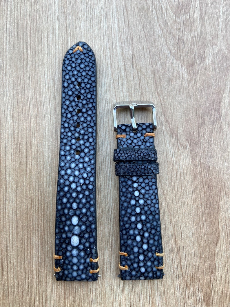 Black Genuine Stingray Leather Watch Strap Band, Leather Watch Strap ...