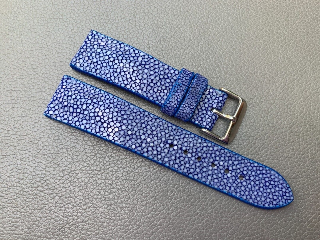 Blue Stingray Leather Watch Strap Band, Handmade Watch Strap Band ...